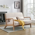 Bonzy Home Mid Century Accent Chair Modern Tufted Loveseat Chair Beige - Walmart.com