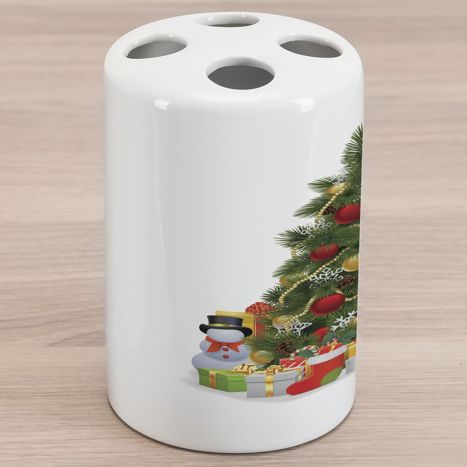 Christmas Ceramic Toothbrush Holder, Xmas Tree with Vivid Balls and ...