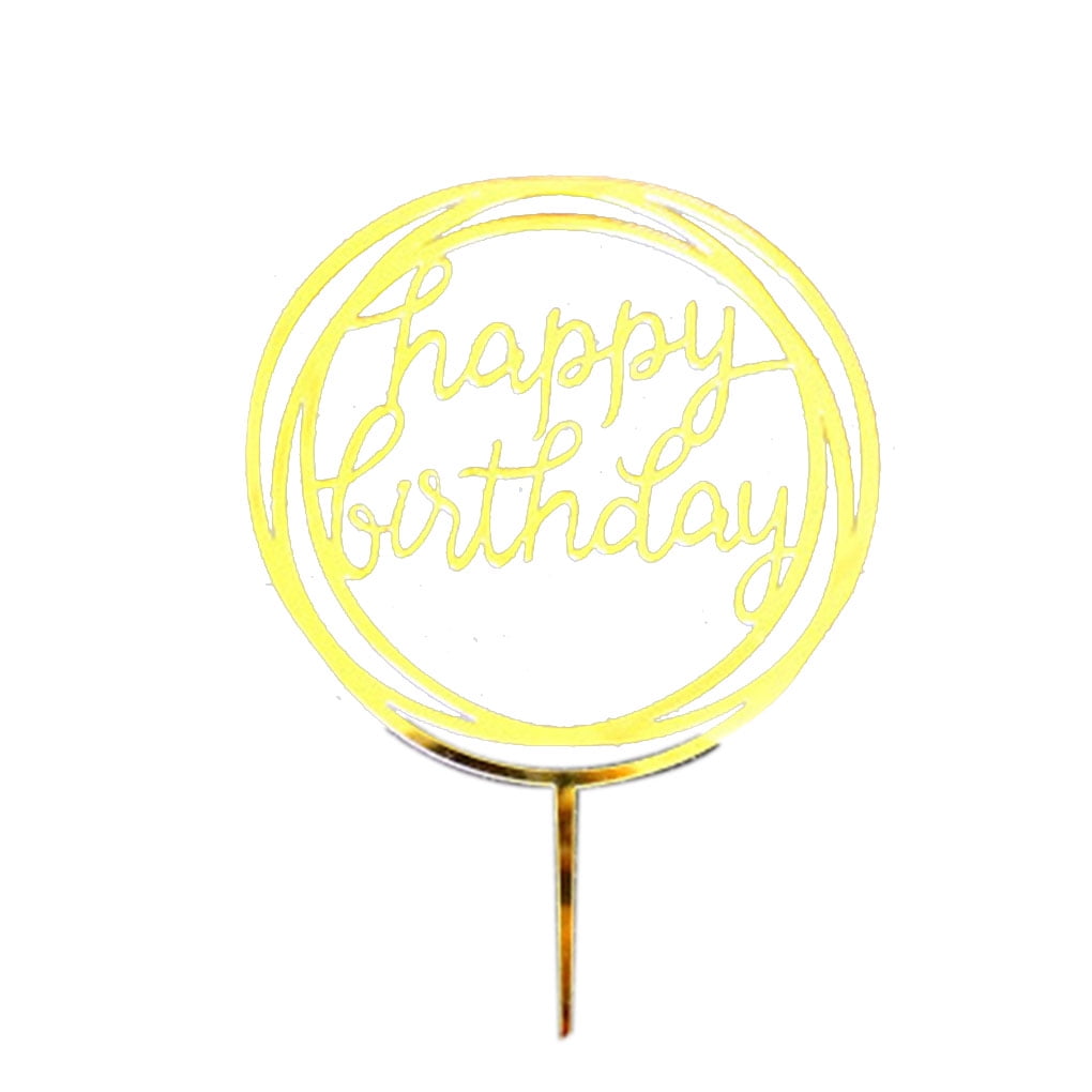 Round Happy Birthday Letter Cake Topper Acrylic Diy Cupcake Cake Smash