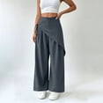 Antinious Women Solid Zipper Button Soft Wide Leg Office Daily Full ...