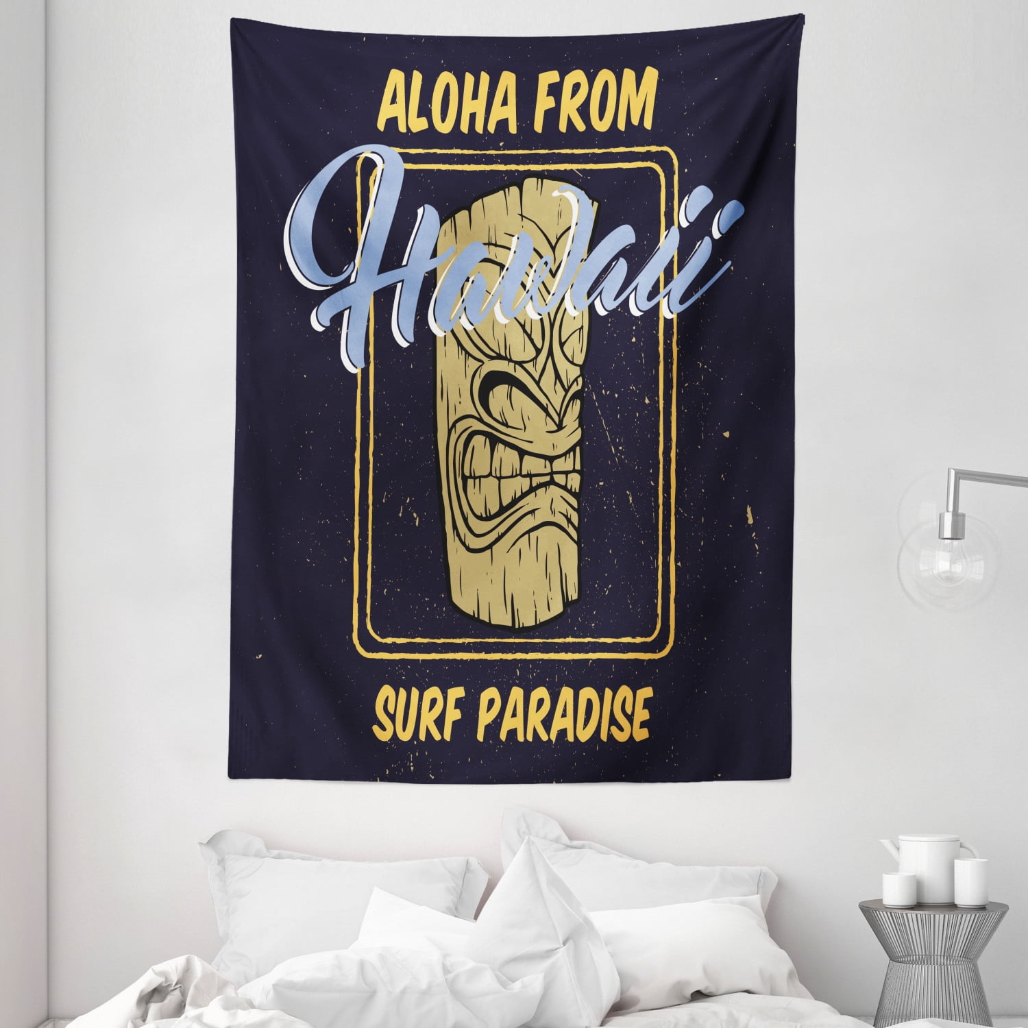 Tiki Bar Decor Tapestry, Aloha From Hawaii Surf Paradise Retro Style ...