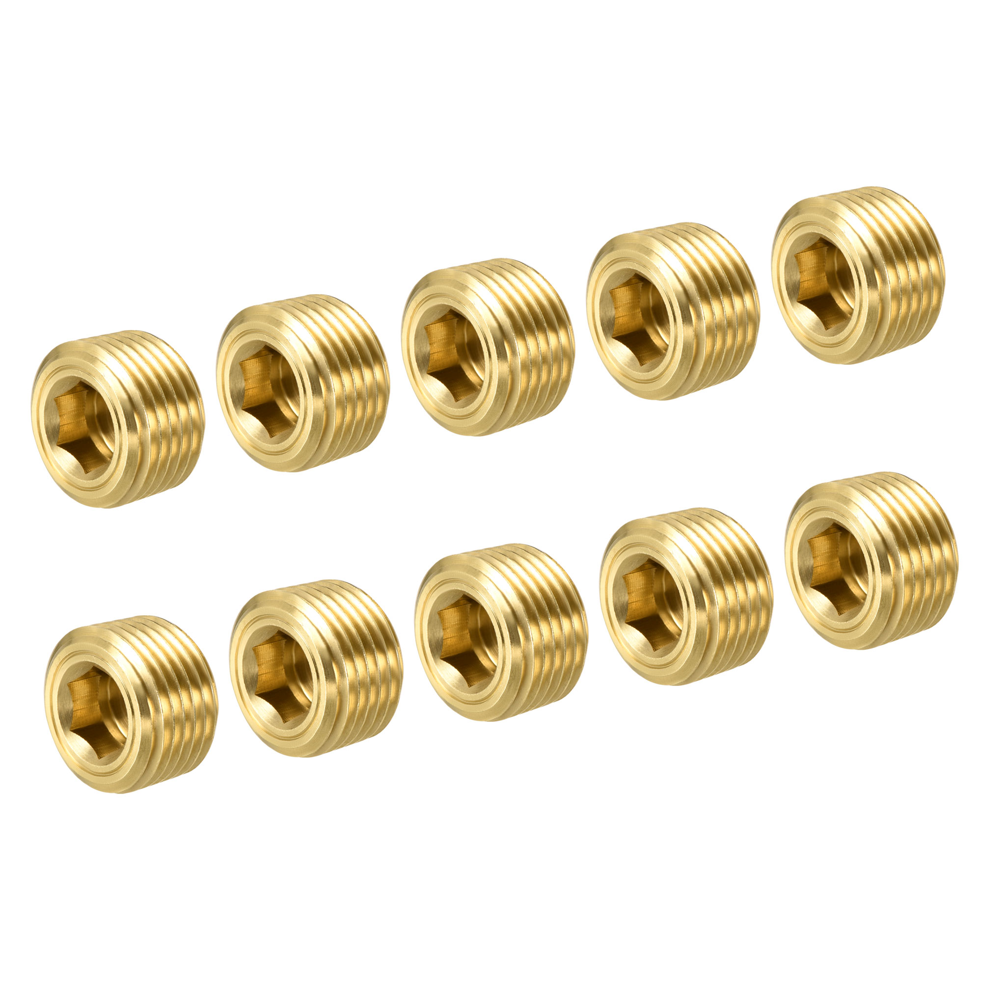 Uxcell 3/8" NPT Male Thread Hex Internal Head Socket Fitting Brass Pipe ...