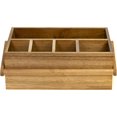 Acacia Silverware Caddy with Handle, Wooden Utensil Holder, Mulip-pose ...
