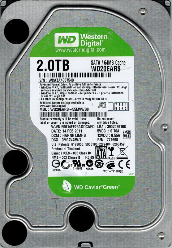 Western Digital WD20EARS-55MVWB0 2TB DCM: HARNHTJMHB - Walmart.com