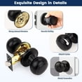 6 Pack Matte Black Passage Door Knobs Interior, Classic Round Shape ...