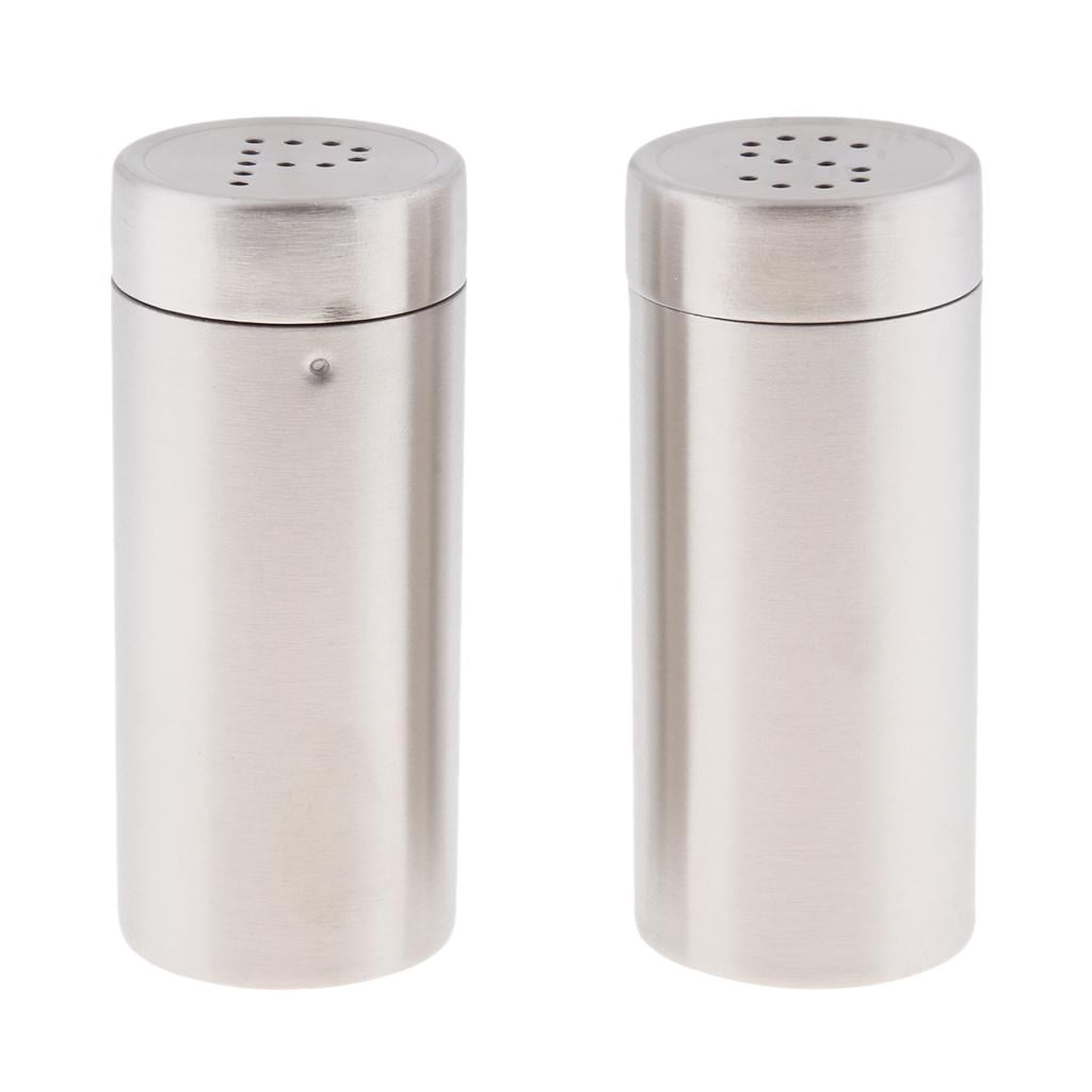2Pcs Shakers Stainless Steel Set Of 2 Salt And Pepper Dispenser Pour ...