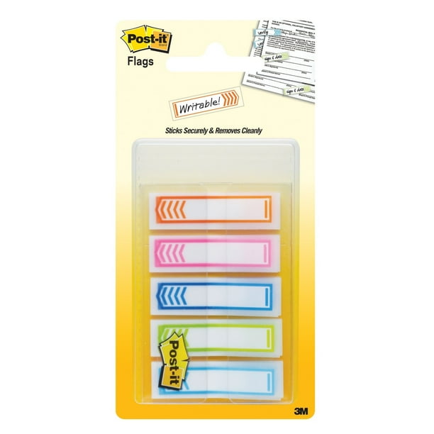 Post it Sign Here Message Flags, Assorted Colors, 1/2 in, 20/Color, 5 ...