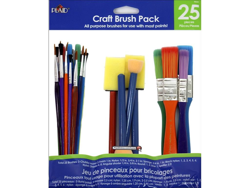 Plaid Craft Paint Brush Set, Set of 25, 25 versatile paint brushes ...