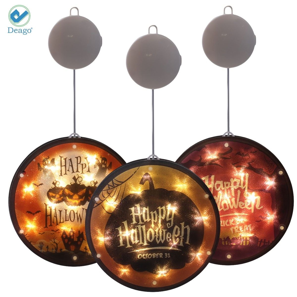 Deago Halloween String Lights, Round LED Shop Window Hanging Lights ...
