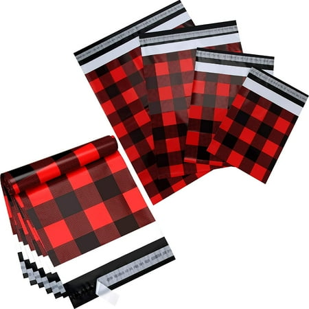 120 Pieces Plaid Poly Mailers Buffalo Plaid Mailing Shipping Envelopes ...