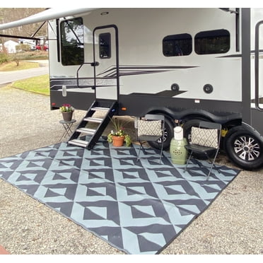 RV Mat Patio Rug Colorful Chevron Design 9x12 - Walmart.com