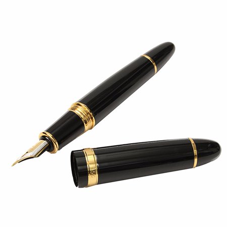 Black Lacquered Broad Nib Heavy Fountain Pen New Gold Trim | Walmart Canada