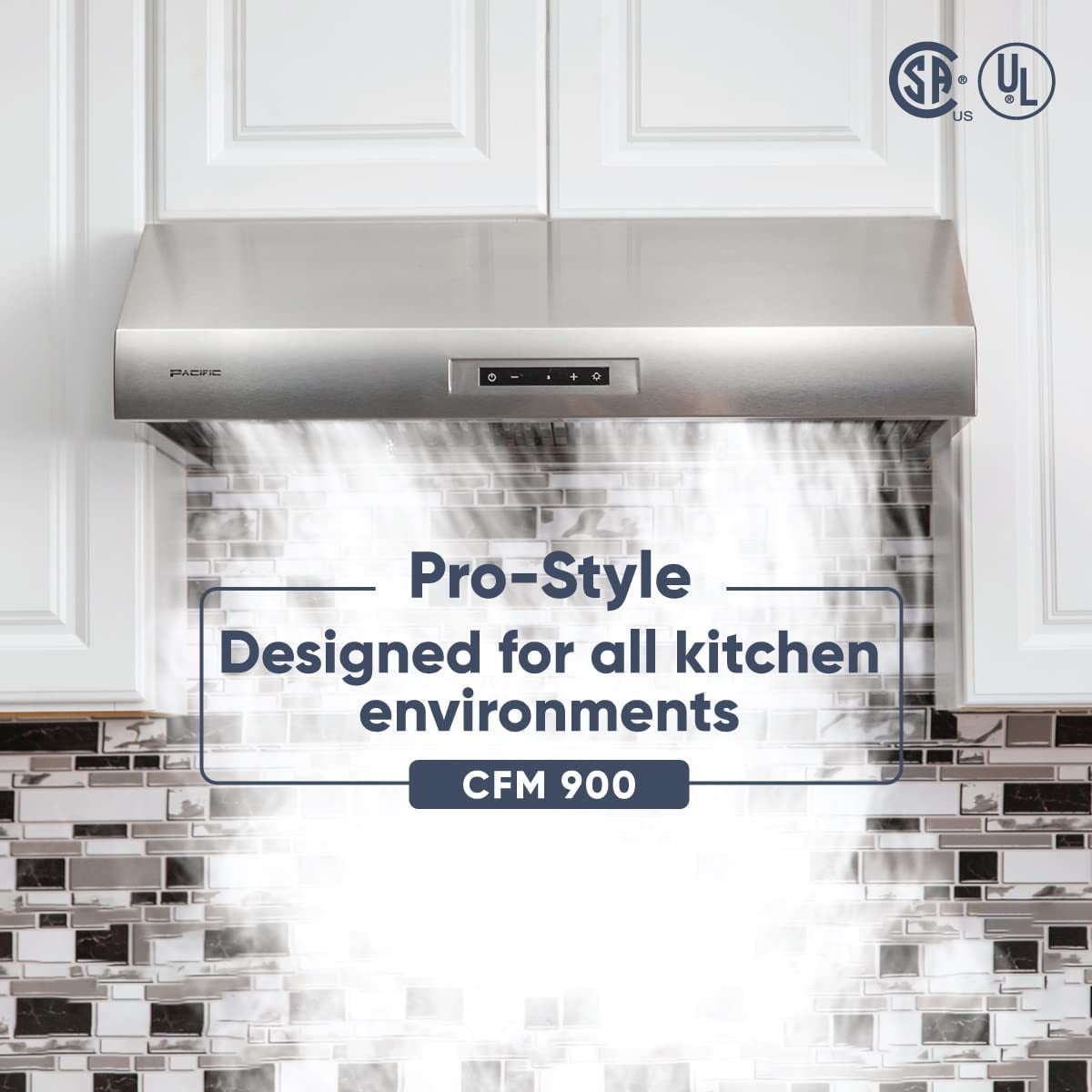 Buy PACIFIC 30” Under Cabinet Eco Pro Range Hood, PR830BS, 3 ducting ...