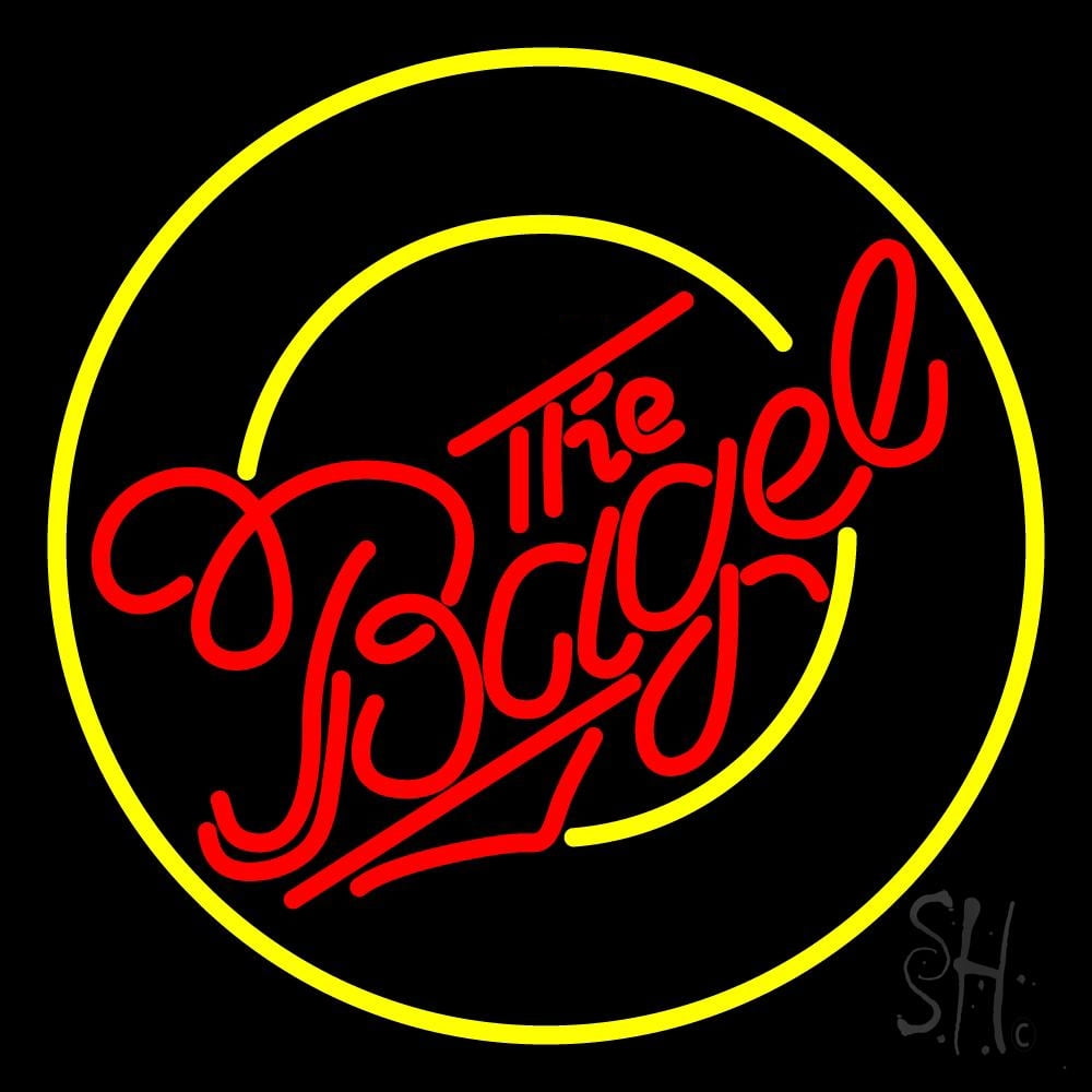 Pink Round Bagel LED Neon Sign 24 x 24 - inches, Black Square Cut ...