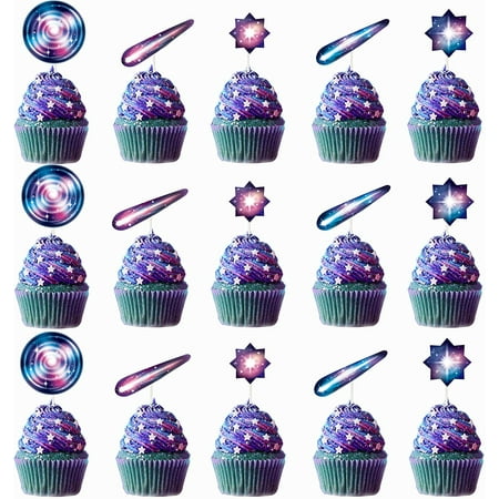 Iridescent Twinkle Star Cupcake Topper Space Galaxy Celestial Shoting ...