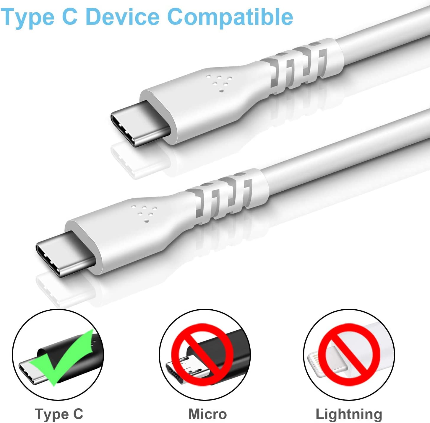 Fasgear Type C to Type C Cable 60W Power Delivery,3-Pack 30cm,1m,1.8m ...
