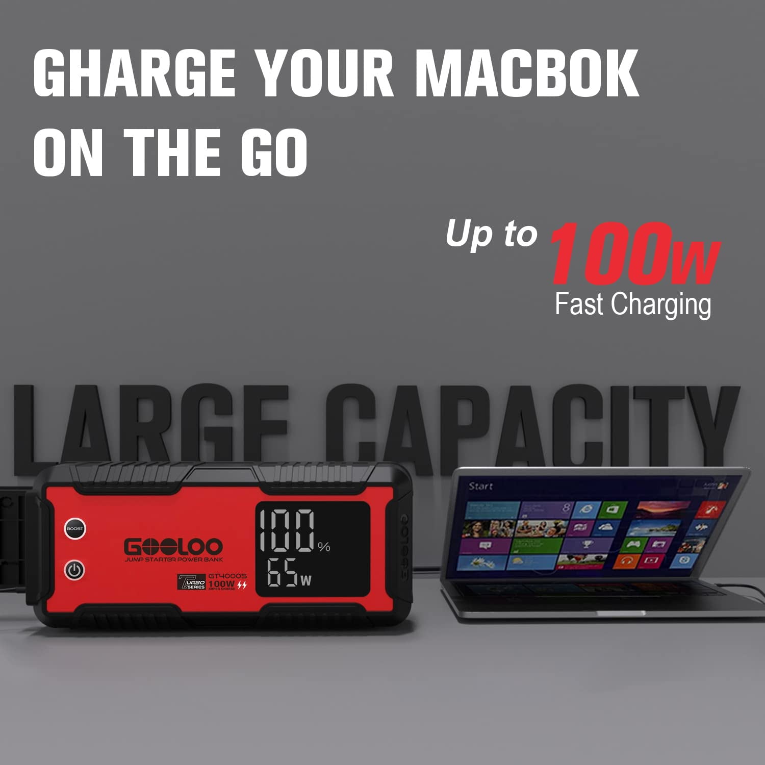 Gooloo GT4000S 4000 Amp Fast-Charging Portable Jump Starter for 12V ...