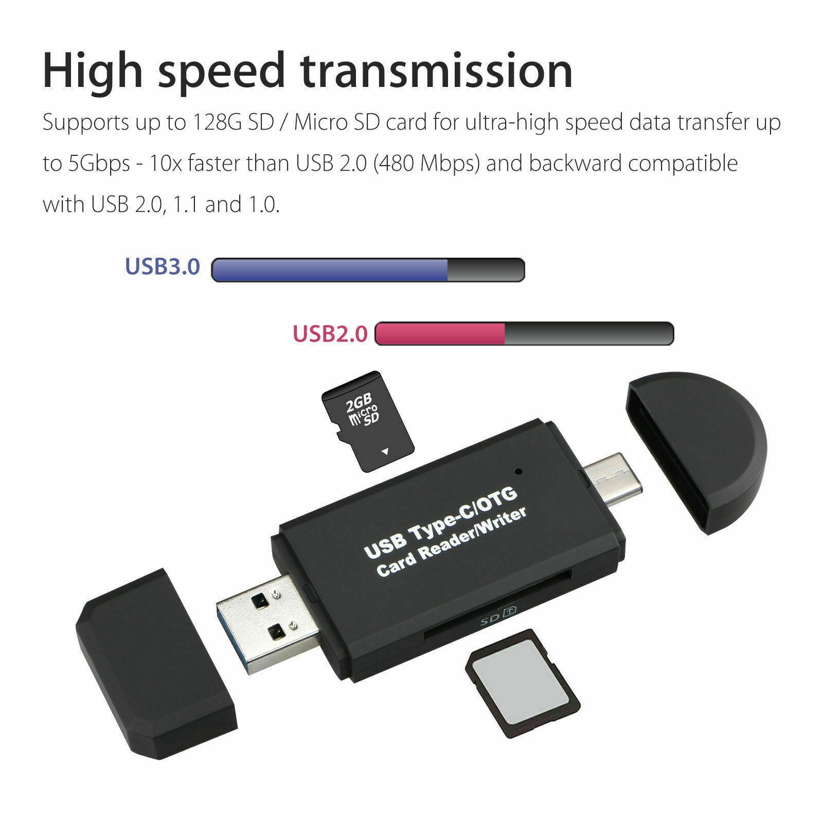 Card Reader USB 3.0 Type C Micro SD TF OTG Smart Memory Adapter Laptop ...