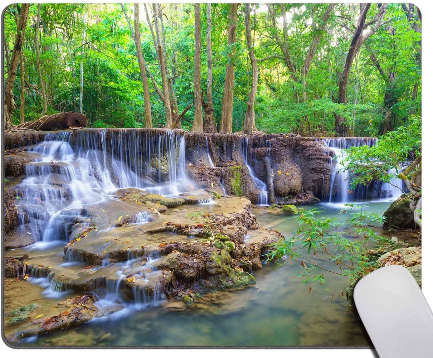 Nature Mouse pad, Tropical Forest Waterfall Scenic Green Landscape ...