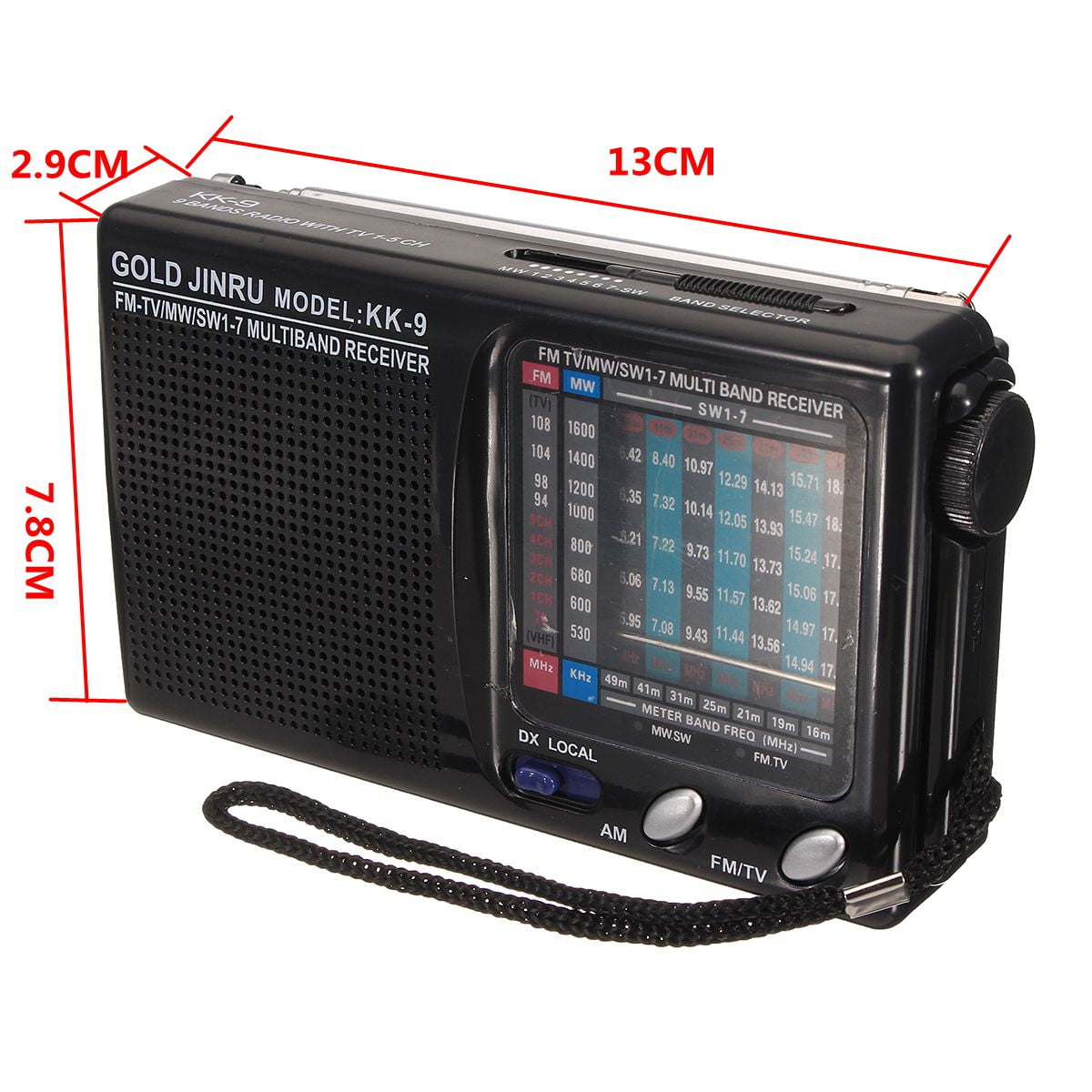 Mini 9 Band Radio Portable AM/FM Telescopic Antenna Pocket Mono ...