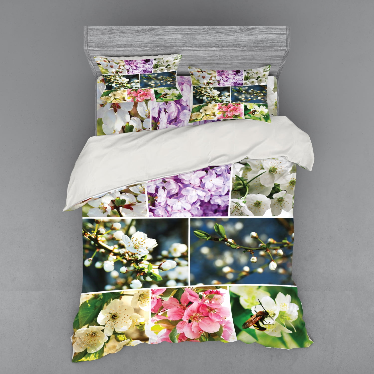 Ambesonne Tree Bedding Set 4 Pcs, Spring Scenery Collage, Queen ...