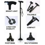 4 Feet Sturdy Four-Legged Foldable Walking Cane - Adjustable with LED ...