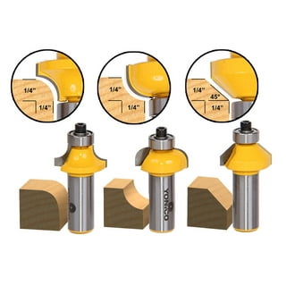 Yonico 3 Bit Edging Router Bit Set - Large Round over Cove and Chamfer ...