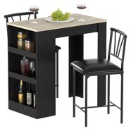 Costway 3 Piece Counter Height Dining Bar Table Set w/2 Stools&3 ...