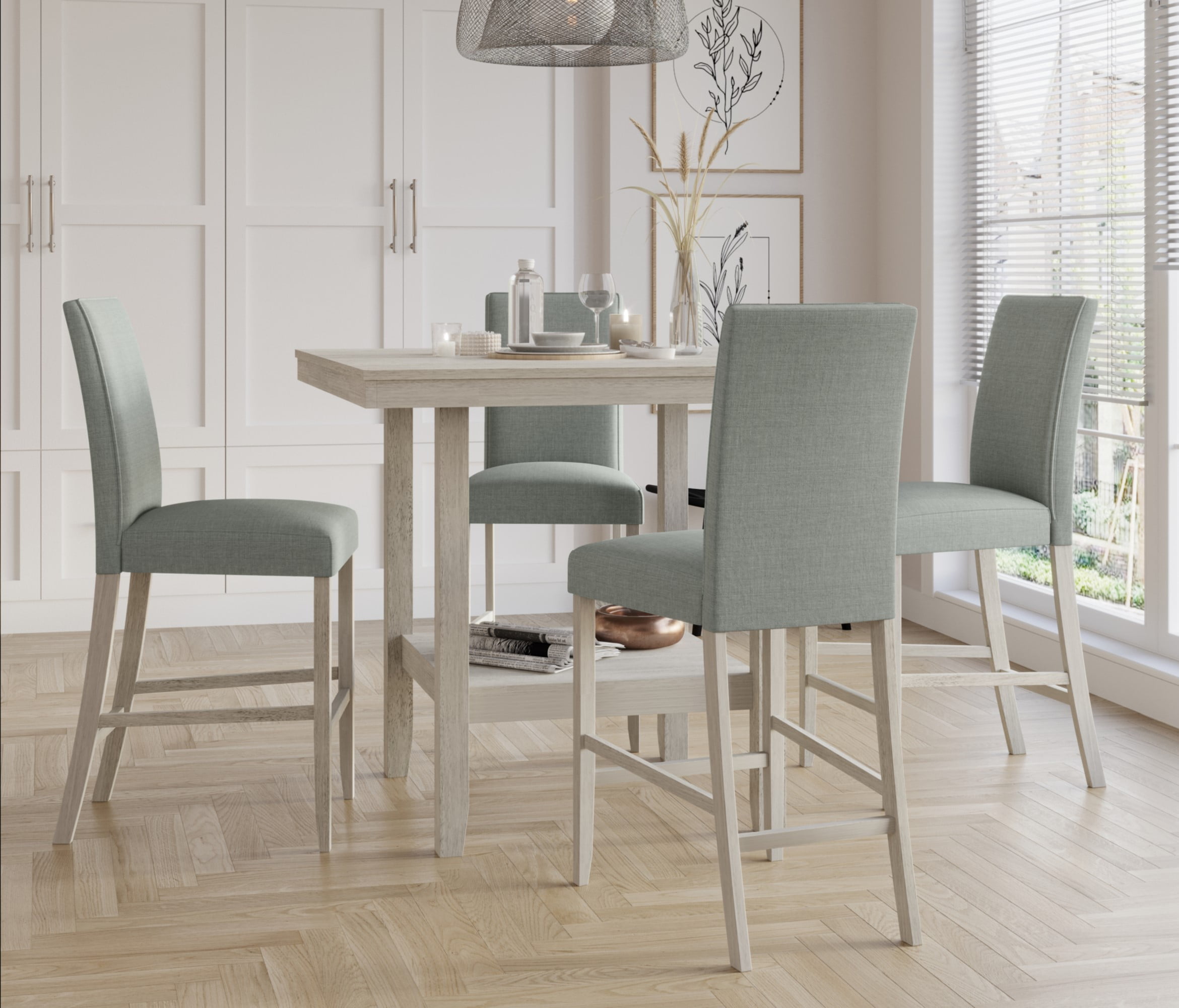 HMD Macon 5 Piece Counter Height Dining Set, Antique Gray, Gray/Antique ...