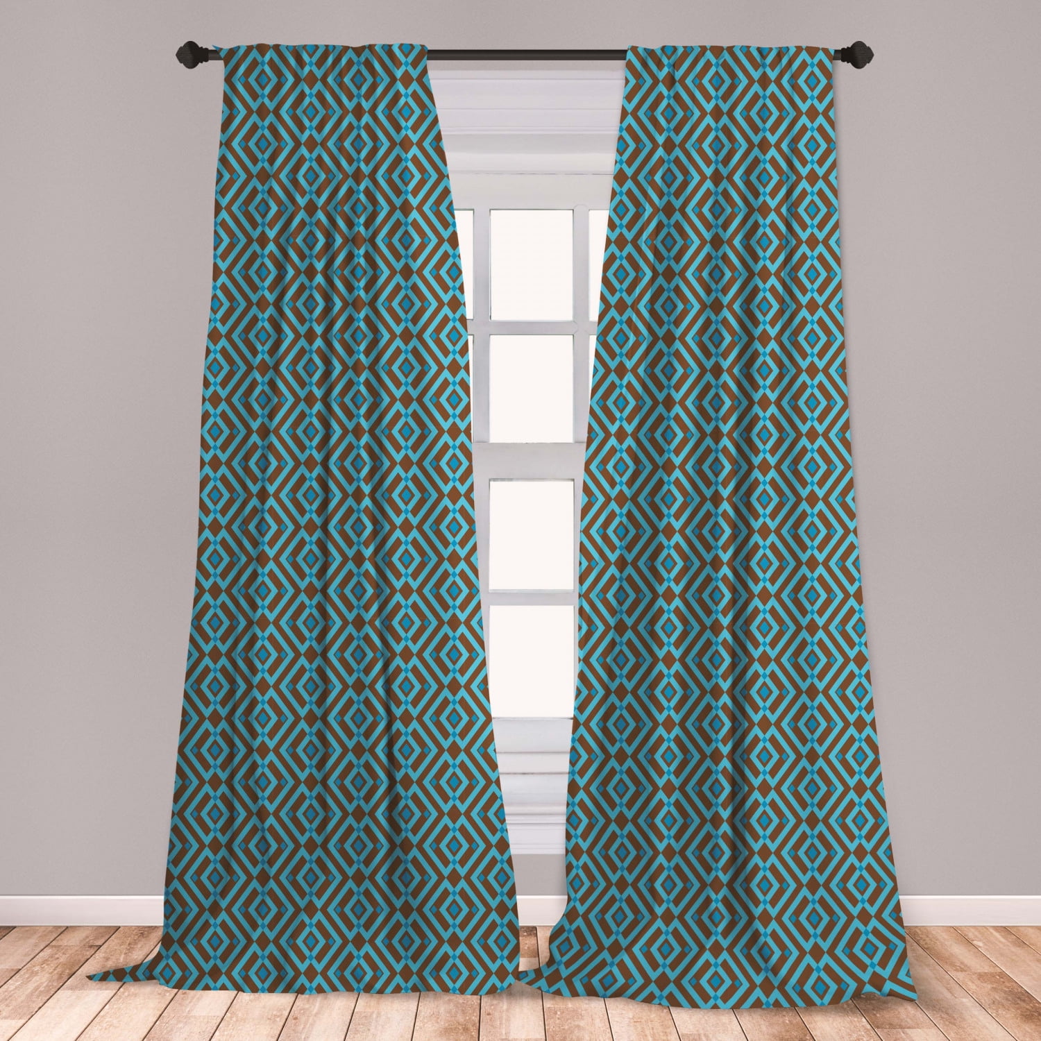 Geometric Curtains 2 Panels Set, Entwined Nested Vertical Square ...