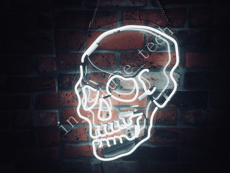 Queen Sense 24" Skull Skeleton Neon Sign With Dimmer Acrylic Man Cave ...