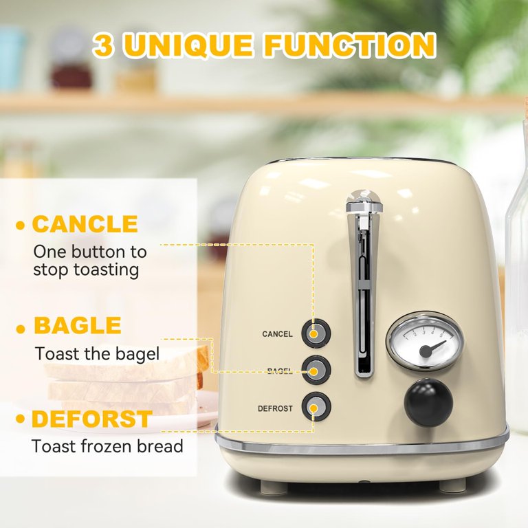 Cute Toaster Toaster 2 Slice Retro Stainless Steel Toaster With 6 ...