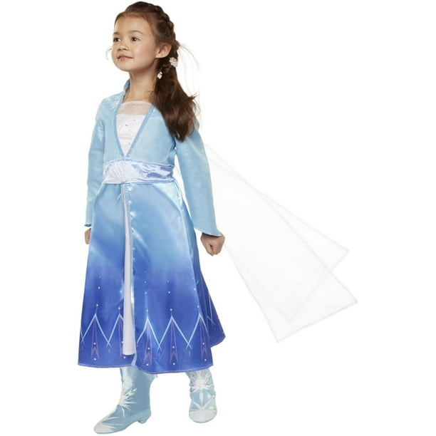 Disney Girls Frozen 2 Princess Elsa Blue Glitter Costume Gown Small 4 6