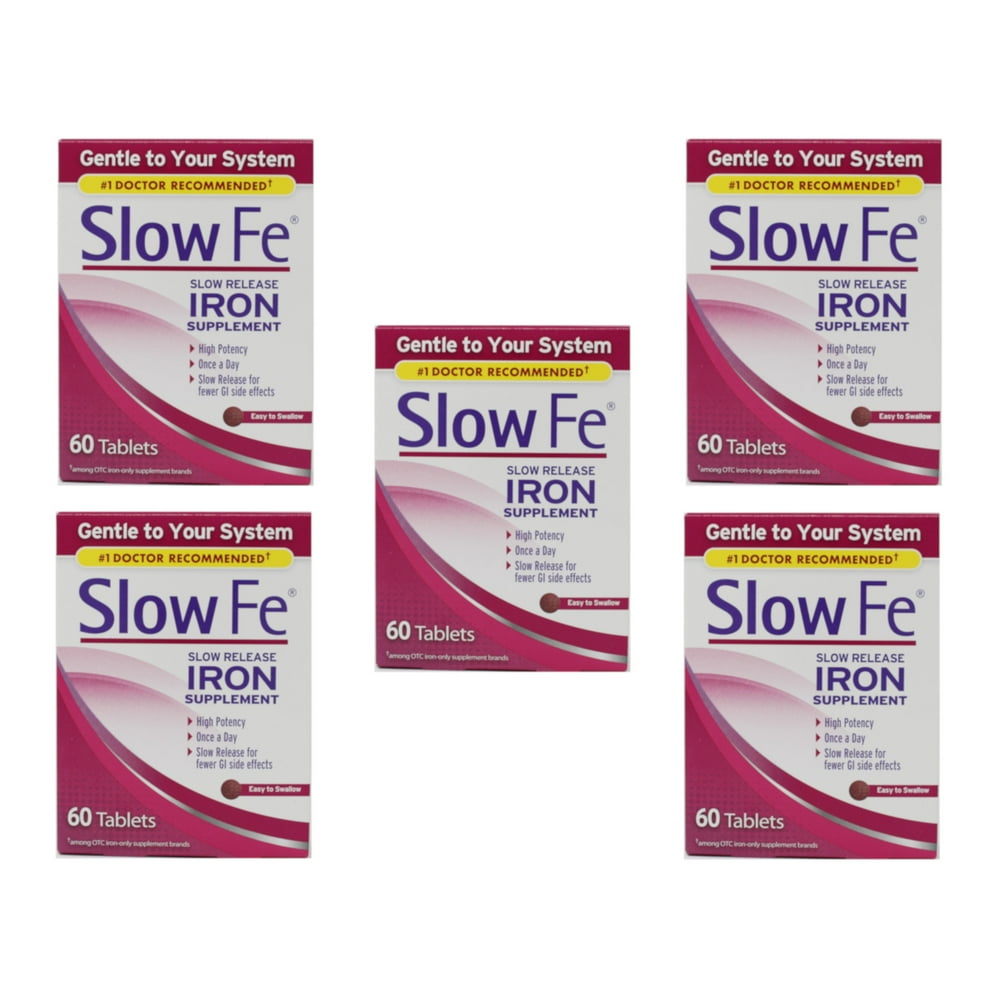 5 Pack Slow FE Slow Release IRON Supplements High Potency Gentle 60 ...