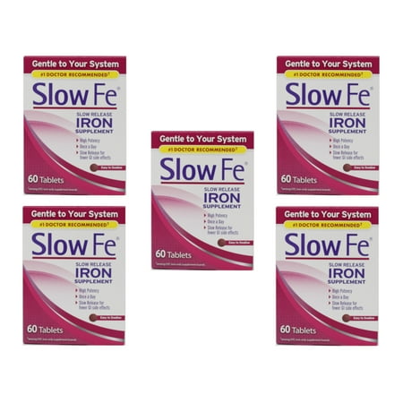 5 Pack Slow FE Slow Release IRON Supplements High Potency Gentle 60 ...