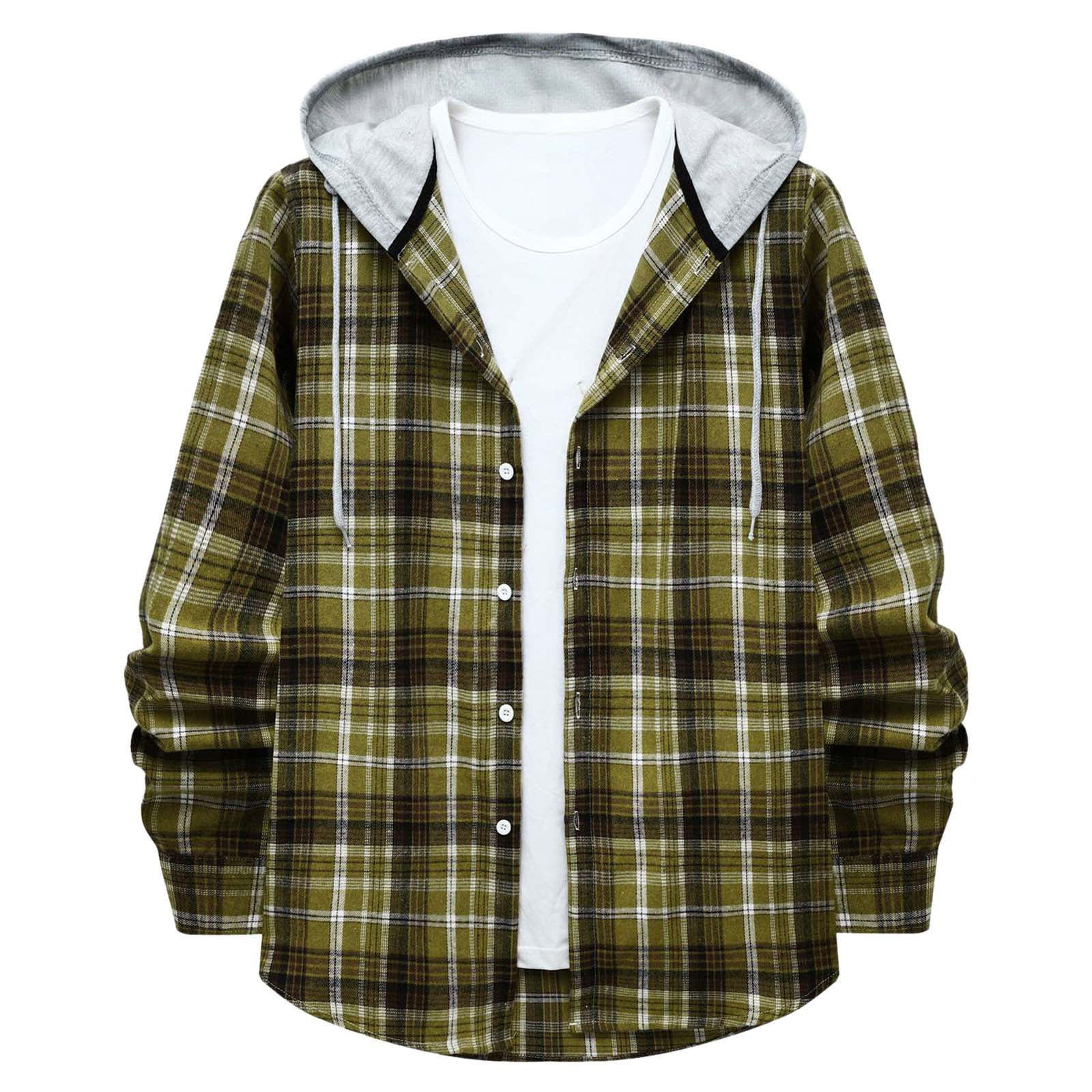 Click here for Ccpelsie Mens Flannel Shirt Plaid Hoodie Fall Casu... prices