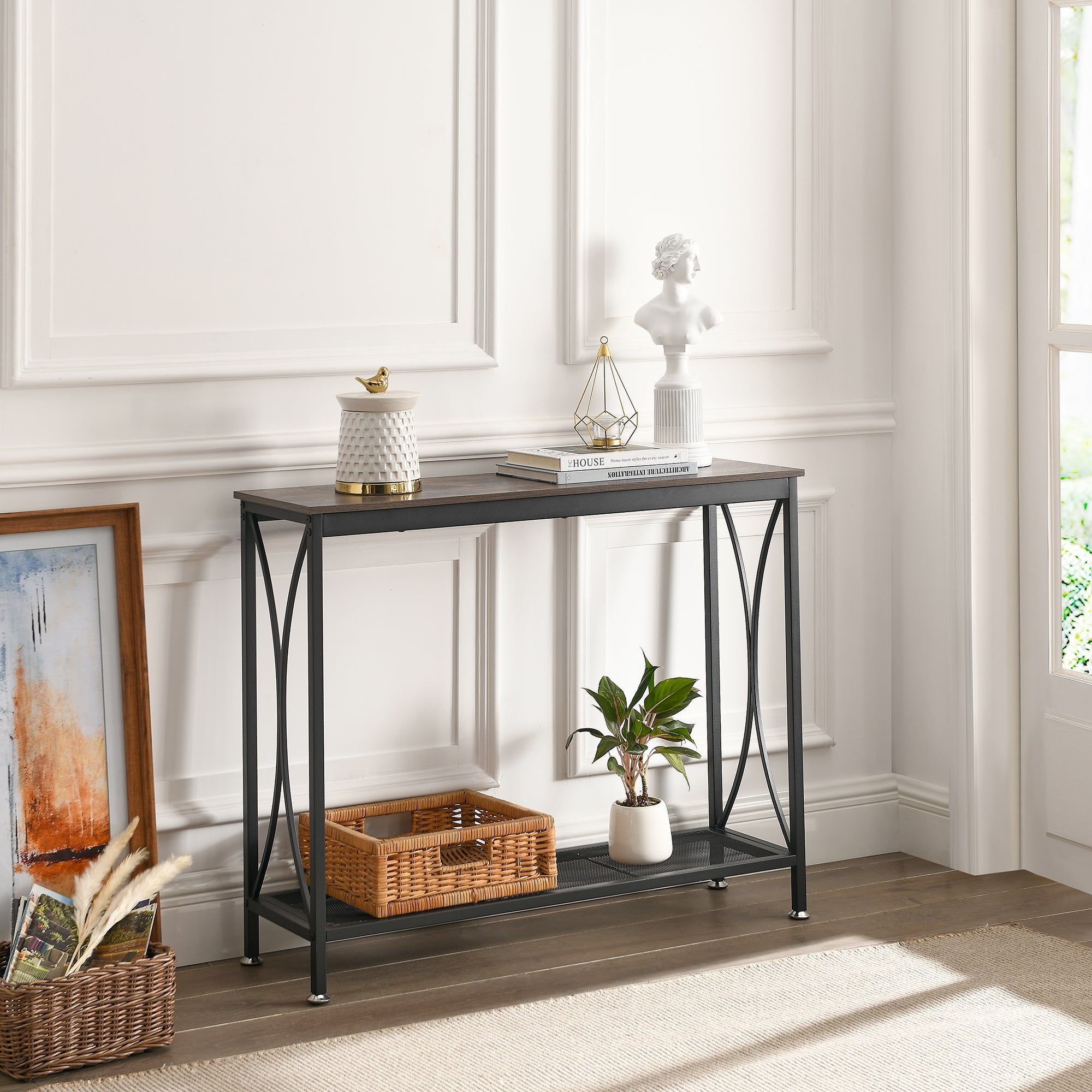 VECELO Console Table Entryway Simple Style Wood Side Display Sofa Table ...