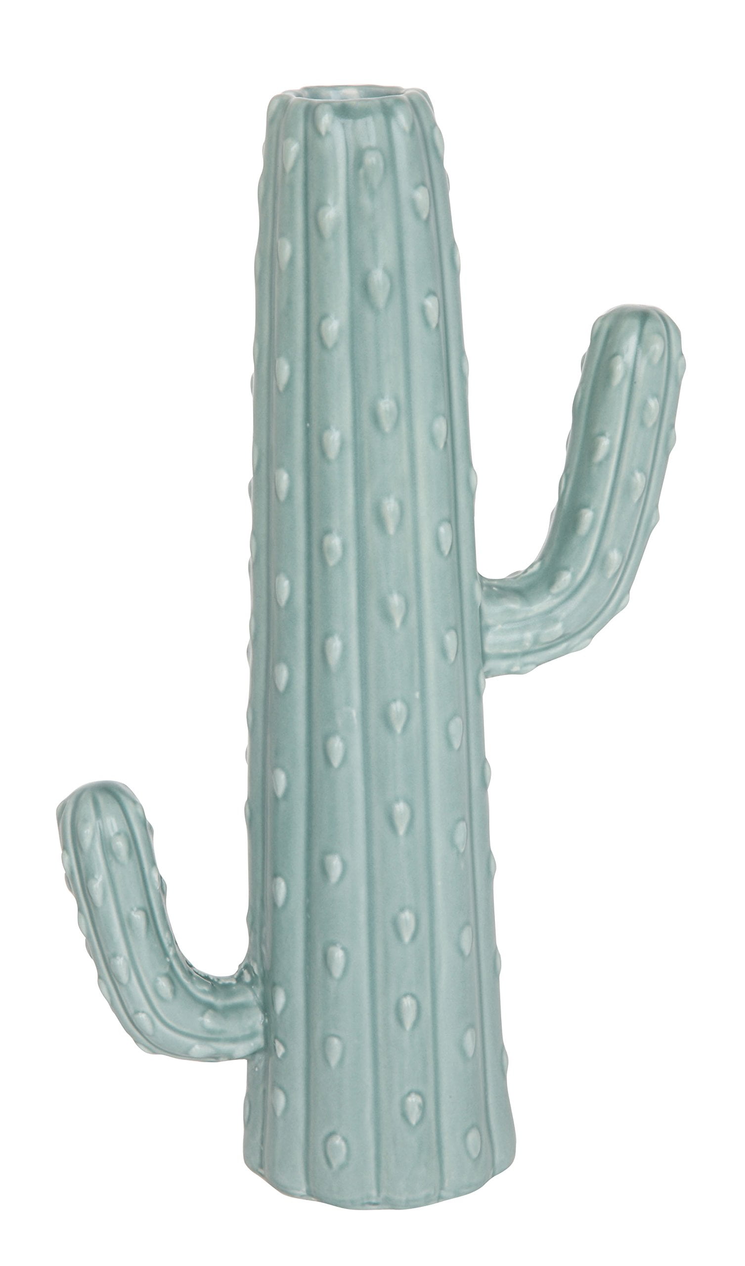 Creative Co-Op Large Stoneware Cactus Shaped Vase with Matte Aqua Glaze ...