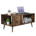 ZENY Wooden Mid Century Modern Coffee Table with Open Storage Shelf for ...