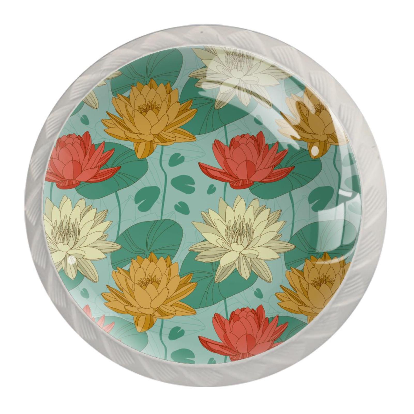4 Pcs Lotus Flowers Knobs for Kitchen Cabinet Cupboard Dresser Bookcase ...