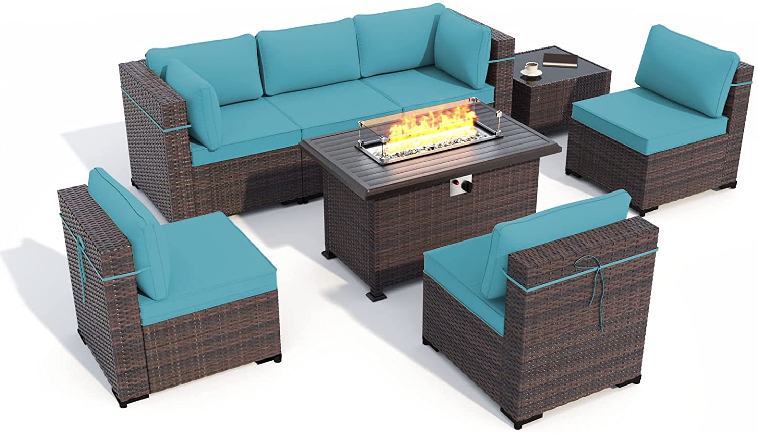Park Outdoor V Shaped 4 Piece Finished Acacia Wood Sectional Sofa Set ...