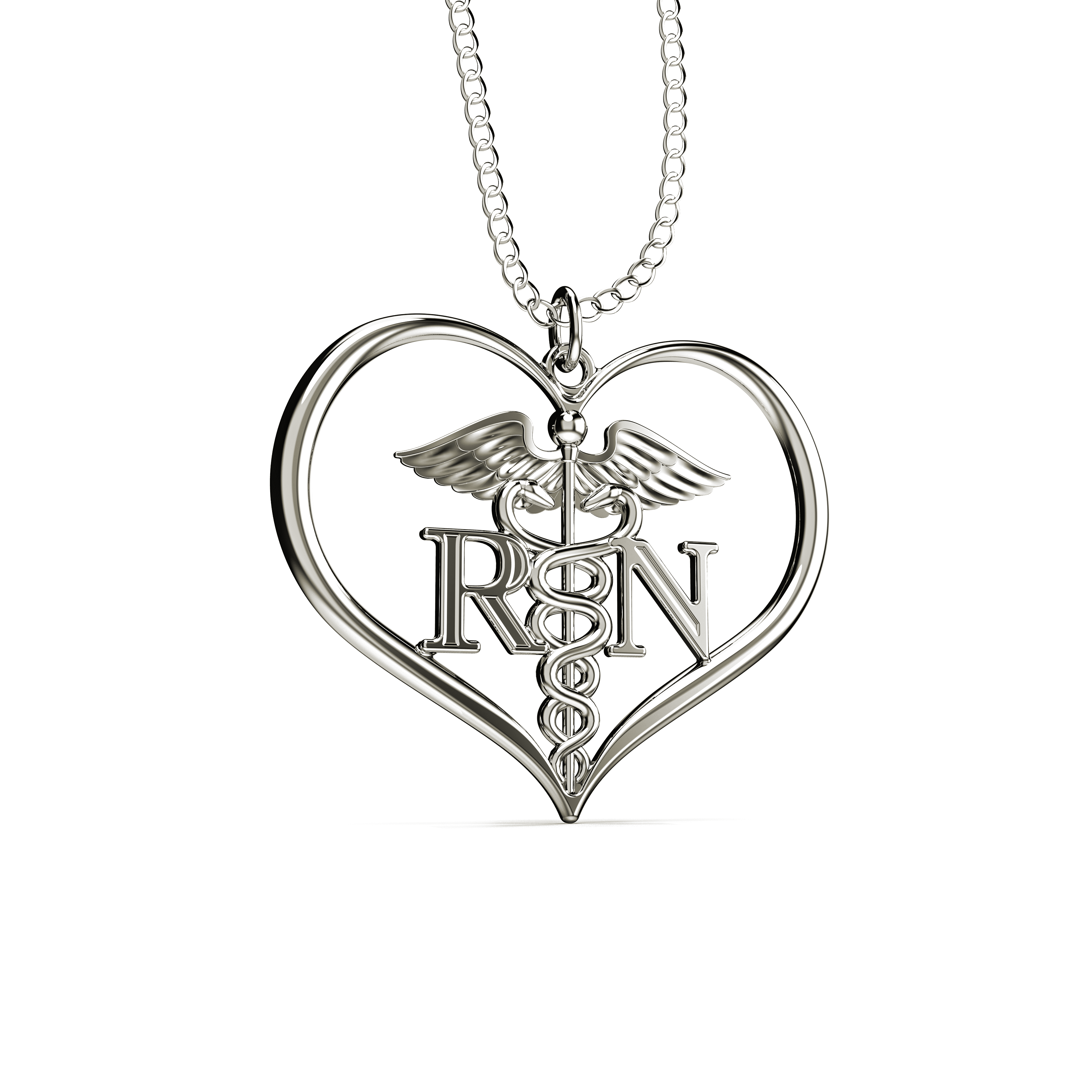RN Registered Nurse Heart Necklace with Caduceus - Nurse Gift for Women ...