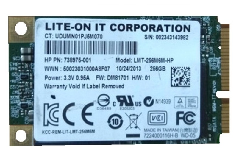 Genuine HP Lite-ON 256GB MLC SATA 6Gbps M.2 2280 SSD Drive 738976-001 ...