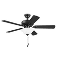 Mainstays 44" Black Indoor Ceiling Fan with Light, 5 Blades, Pull ...