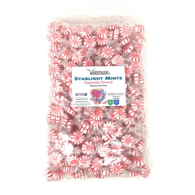YANKEETRADERS Brand Starlight Mints, Red & White Wrapped Hard Candy, 4 ...