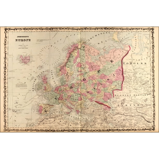 24"x36" Gallery Poster, map of Europe 1862 - Walmart.com