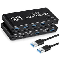 BENFEI USB 3.0 HDMI KVM Switch(8K@60Hz) with 4 USB 3.0 Ports for 2 Computers Sharging Monitor ...