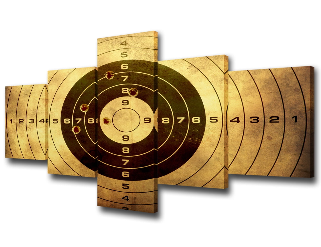 TISHIRON 5PCS Framed Canvas Wall Art Set,50"x24" Target with Bullet ...