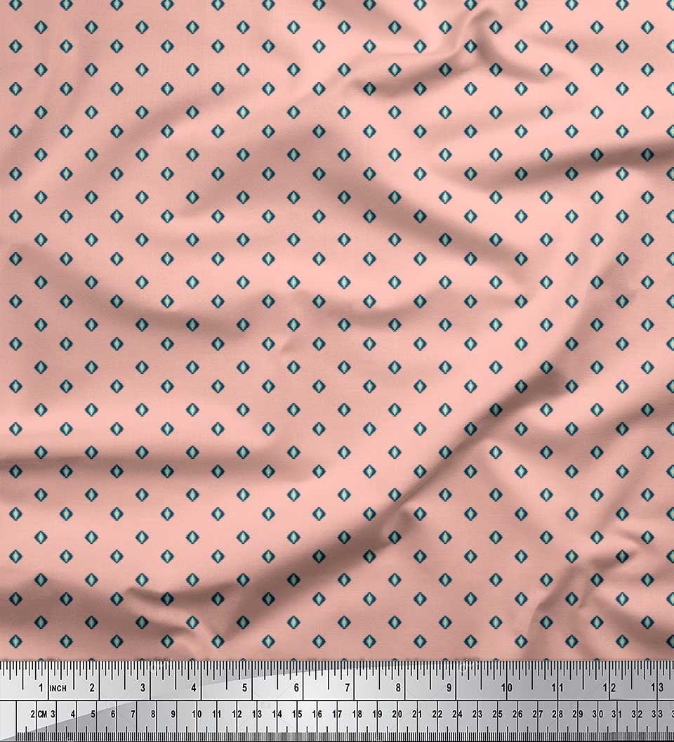 Soimoi Satin Silk Fabric Geometric Small Print Fabric by The Yard 42 ...