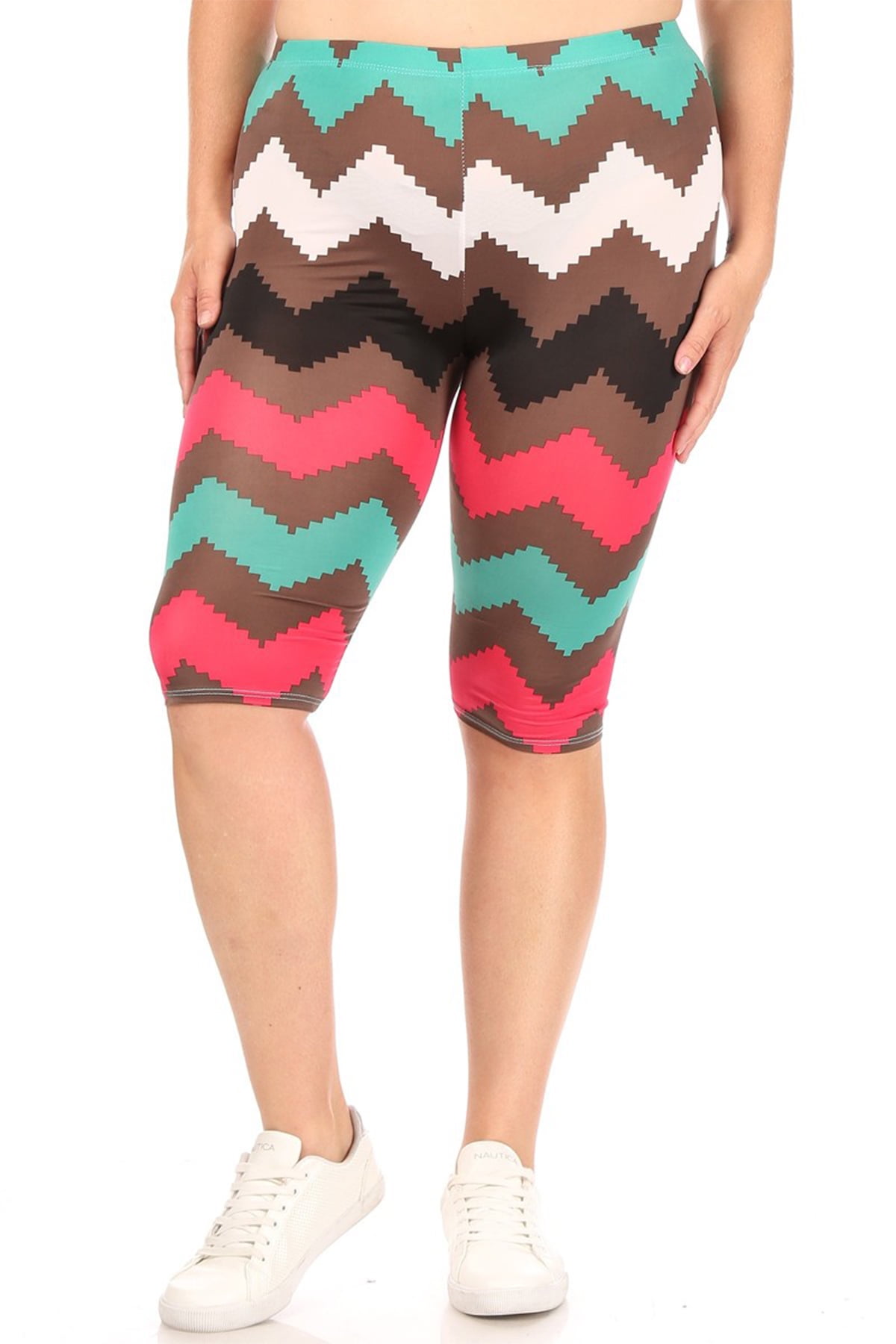 Women's Plus Size Stretch Comfy Elastic Waist Workout Burmuda Leggings ...